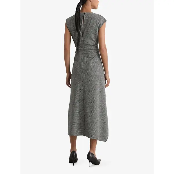 REISS Clara Cinched-waist Wool-blend Midi Dress