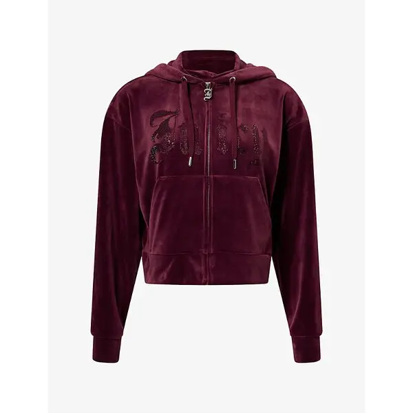 Juicy Couture Crystal-embellished Velour Hoodie - Winetasting