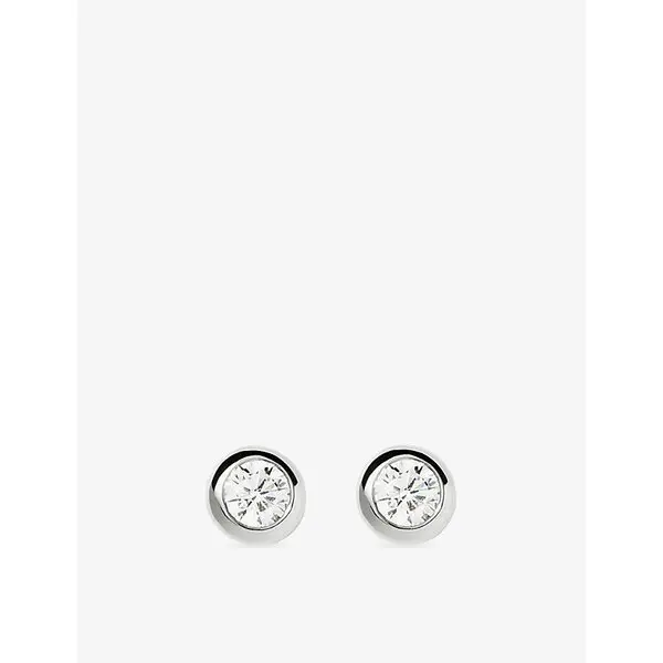 MISSOMA Classic Stone 18ct Yellow Gold Vermeil And Cubic Zirconia Stud Earrings - Silver