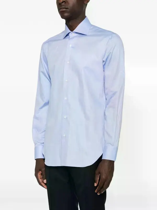 BARBA NAPOLI Herringbone-pattern Spread-collar Shirt