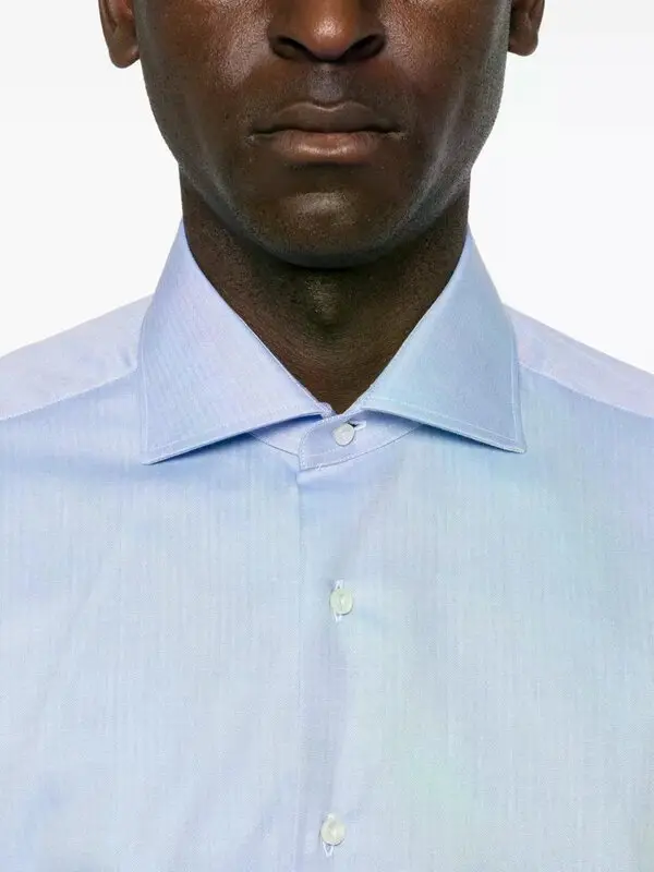 BARBA NAPOLI Herringbone-pattern Spread-collar Shirt
