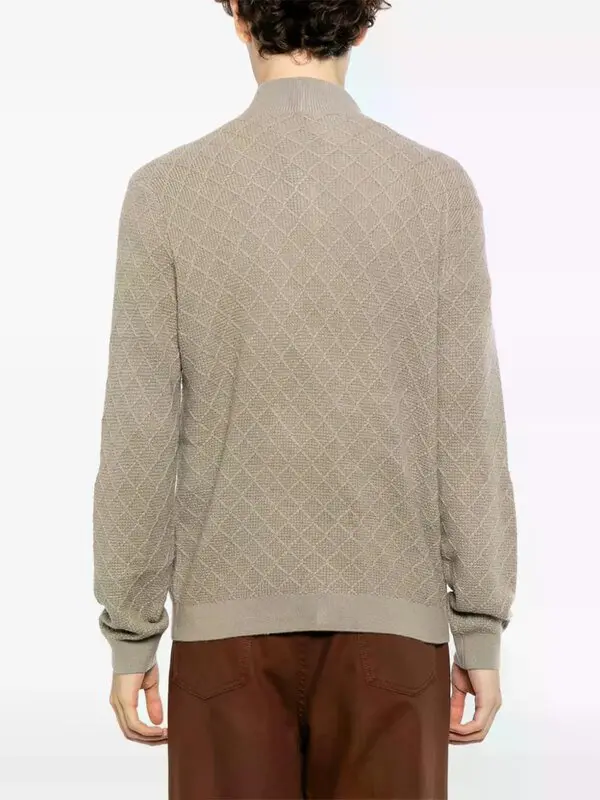 Emporio Armani Diamond-textured Zip-up Cardigan
