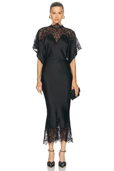 Norma Kamali Reverse Obie Midcalf Dress With Lace
