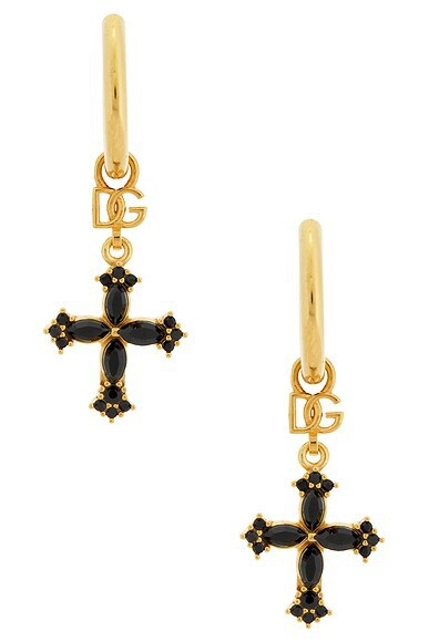 Dolce & Gabbana Plated Hoop Cross Earrings