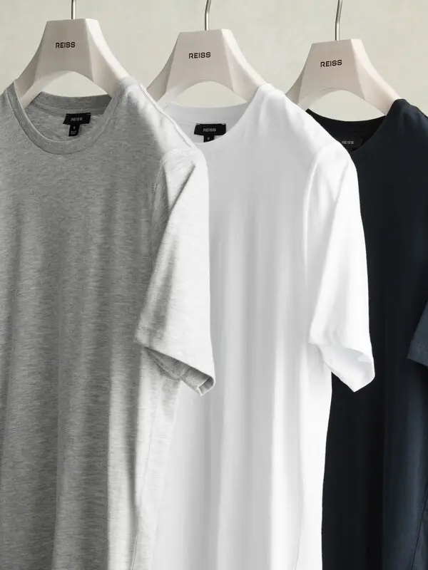 REISS Bless Pack Cotton Crew-neck Tailored-fit T-shirts-pack