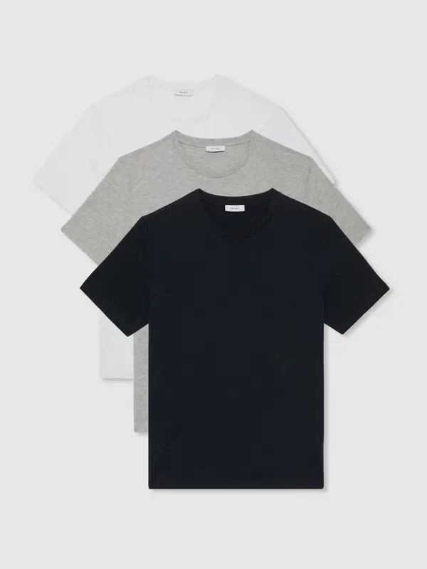 REISS Bless Pack Cotton Crew-neck Tailored-fit T-shirts-pack
