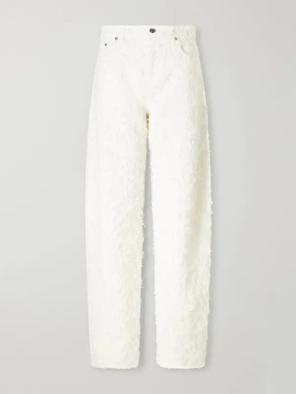 HAIKURE Double Frayed Mid-rise Barrel-leg Jeans