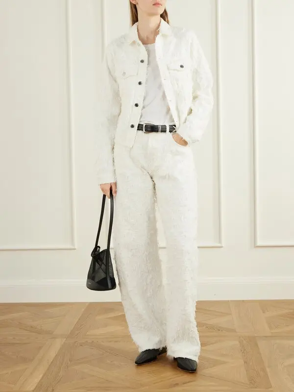 HAIKURE Double Frayed Mid-rise Barrel-leg Jeans