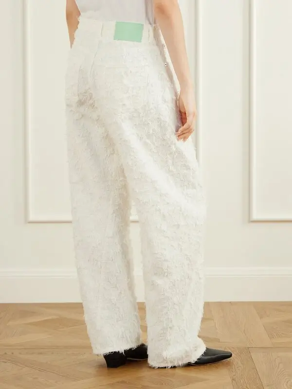 HAIKURE Double Frayed Mid-rise Barrel-leg Jeans