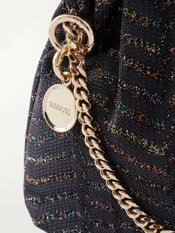 Missoni Greek Key Striped Metallic Shoulder Bag