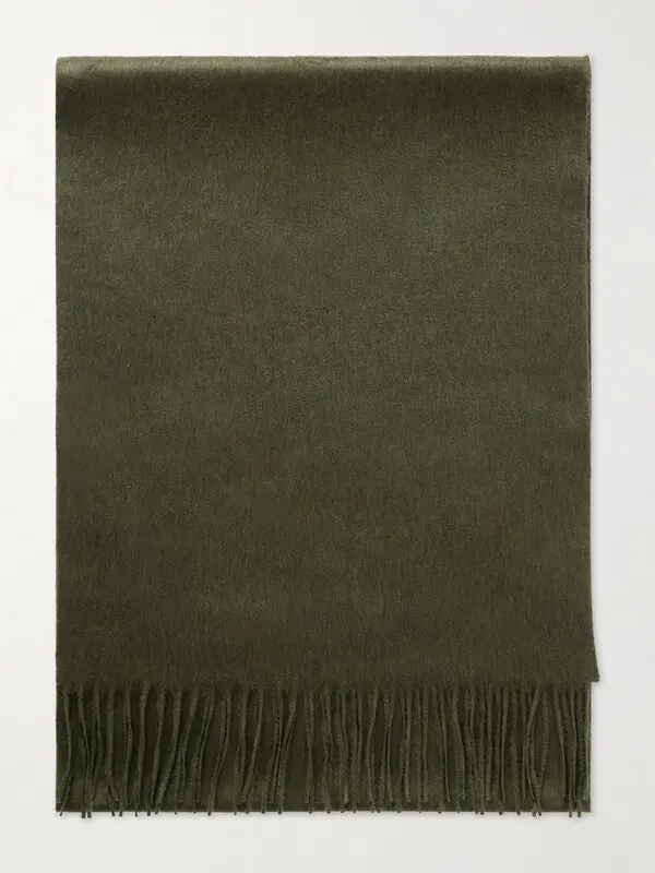 Gabriela Hearst Blaine Fringed Silk And Cashmere-blend Scarf - Green