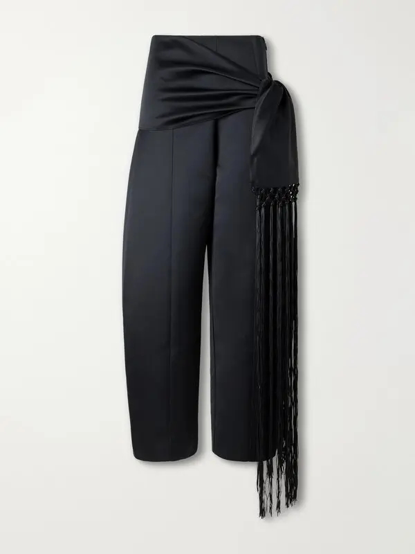 ILKYAZ OZEL Dusk Satin Fringed Wide-leg Pants