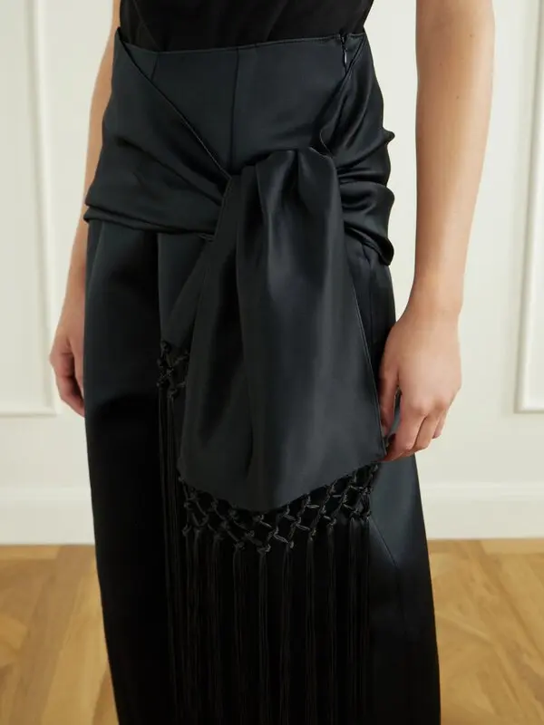 ILKYAZ OZEL Dusk Satin Fringed Wide-leg Pants