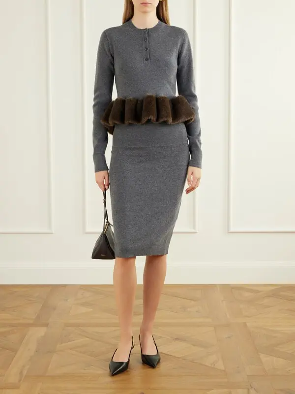 Stella McCartney Shearling-trim Wool-blend Cardigan