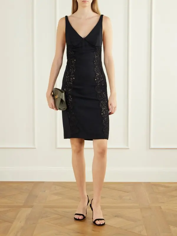 Stella McCartney Lace-trimmed Stretch-cady Mini Dress