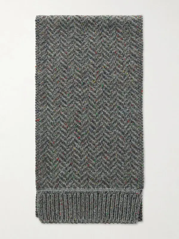 Gabriela Hearst Herringbone Silk And Cashmere-blend Scarf - Gray
