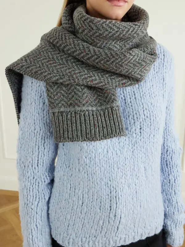 Gabriela Hearst Herringbone Silk And Cashmere-blend Scarf