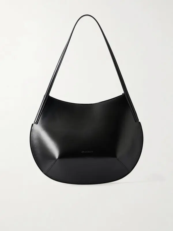 JIL SANDER Kante Leather Shoulder Bag - Black