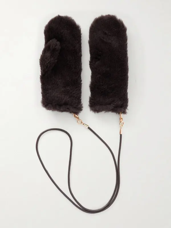 Max Mara Ombrato Strap-detailed Alpaca, Wool And Silk-blend Gloves