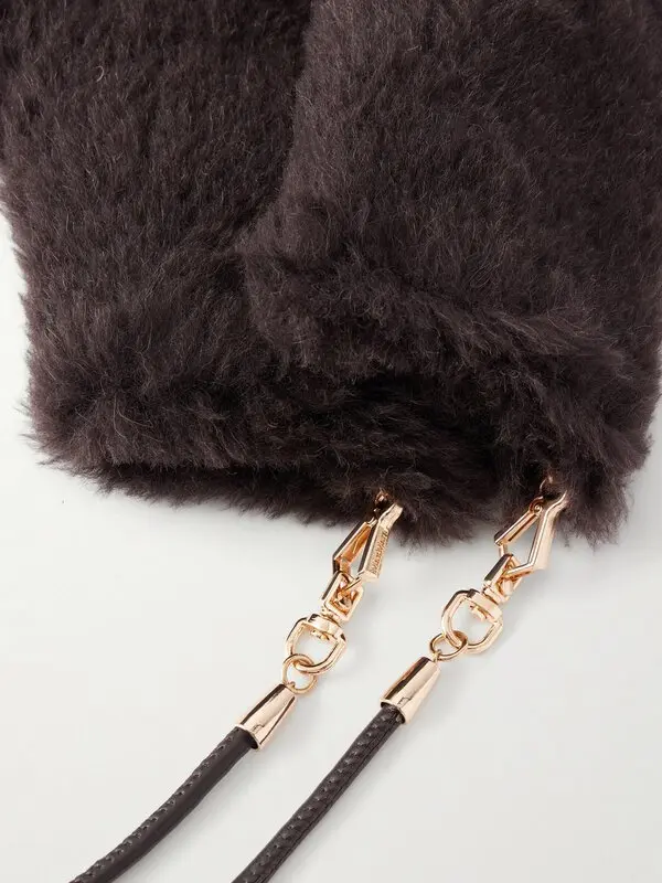 Max Mara Ombrato Strap-detailed Alpaca, Wool And Silk-blend Gloves
