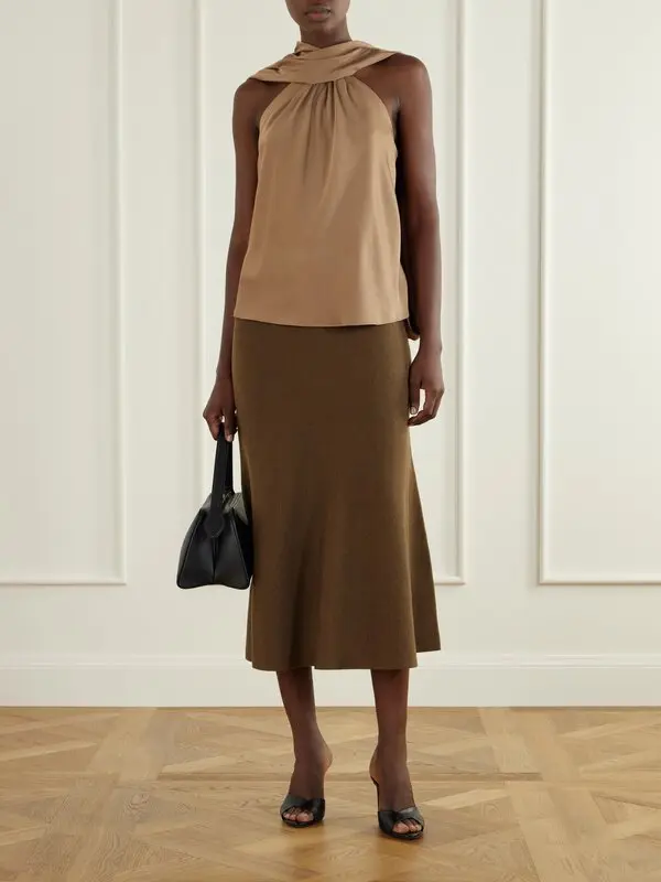Simkhai Ribbed Wool Midi Skirt