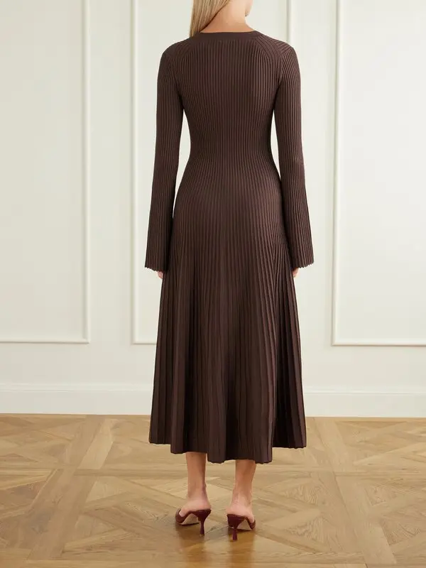 Simkhai Genna Ribbed Woven Midi Dress
