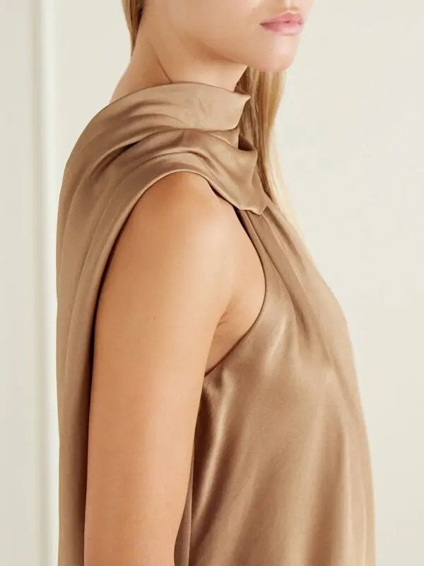 Simkhai Scarlett Gathered Satin Cape Top