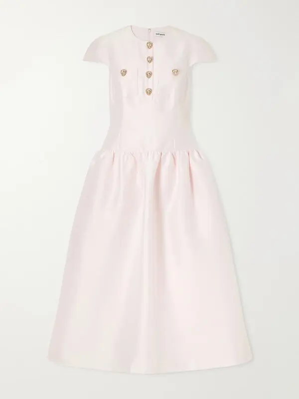 SELF-PORTRAIT Embellished Taffeta Midi Dress - Pink