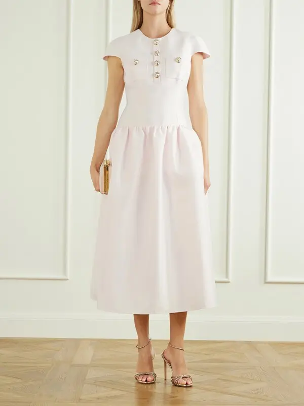 SELF-PORTRAIT Embellished Taffeta Midi Dress