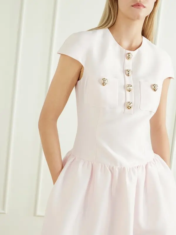 SELF-PORTRAIT Embellished Taffeta Midi Dress