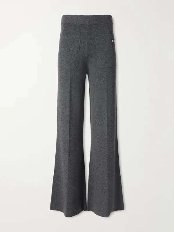 Victoria Beckham Alina Merino Wool And Cashmere-blend Flared Pants - Gray