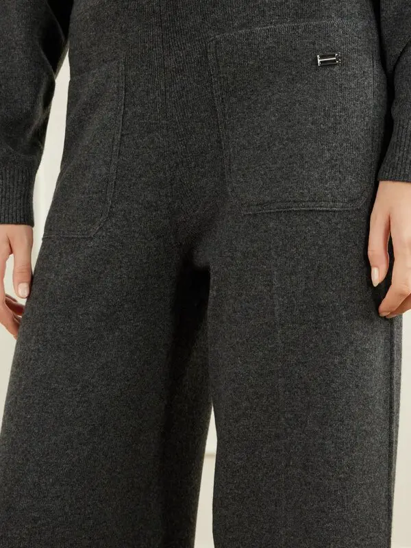 Victoria Beckham Alina Merino Wool And Cashmere-blend Flared Pants - Gray