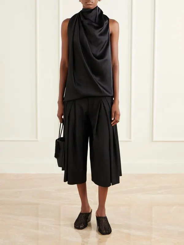 LIBEROWE Pleated Wool-fresco Culotte Shorts