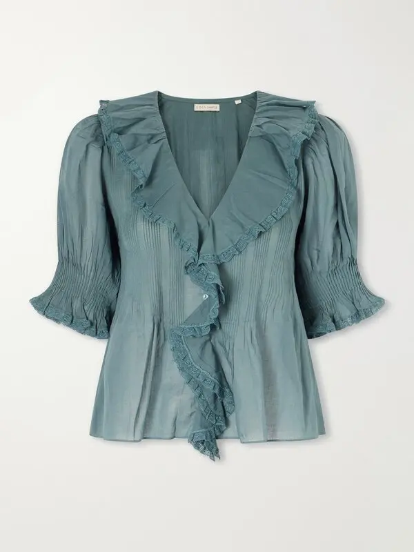 DÔEN Henri Lace-trimmed Organic Cotton Blouse