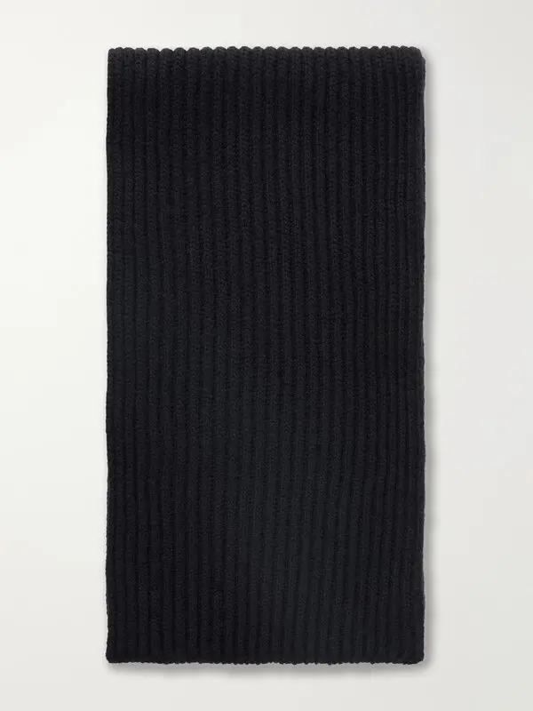 Johnstons Of Elgin Lovat Ribbed Cashmere Scarf - Black