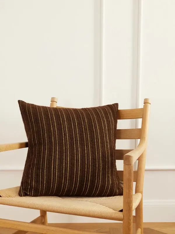 THE HOUSE OF LYRIA Lucidio Striped Cotton And Wool-blend Cushion - Brown