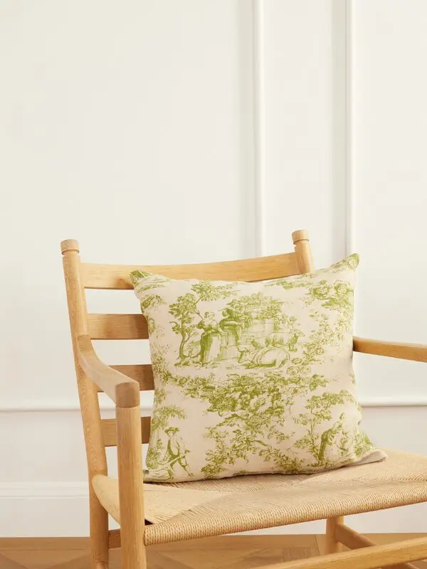 THE HOUSE OF LYRIA Glafira Floral-print Linen Cushion - Neutrals