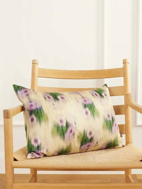 THE HOUSE OF LYRIA Ottilia Floral-print Metallic Woven Cushion - Multi