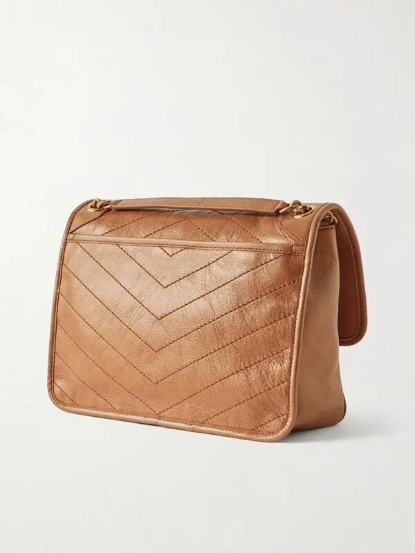 Saint Laurent Niki Crinkled-leather Shoulder Bag - Brown