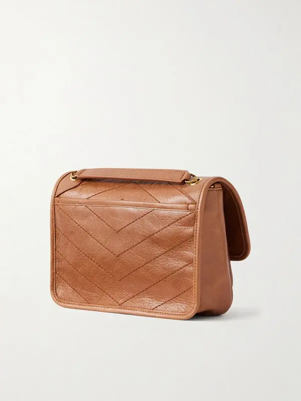 Saint Laurent Niki Crinkled-leather Shoulder Bag - Brown