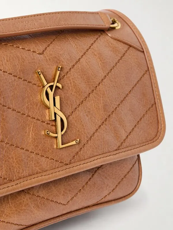 Saint Laurent Niki Crinkled-leather Shoulder Bag - Brown