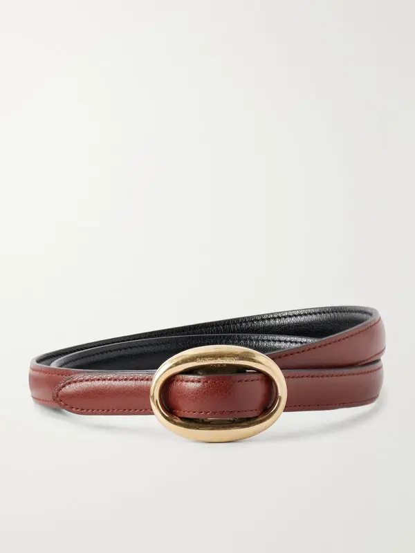 Saint Laurent Skinny Leather Belt - Brown
