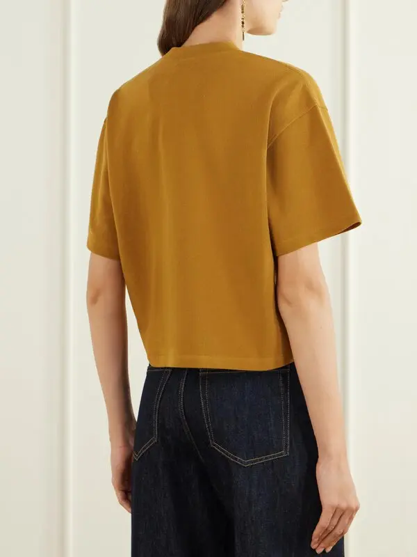 Saint Laurent Cassandre-embroidered Cotton-piqué T-shirt