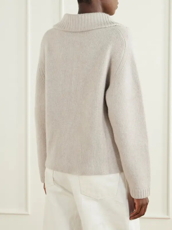 Le Kasha Ribbed Cashmere Zip-up Cardigan