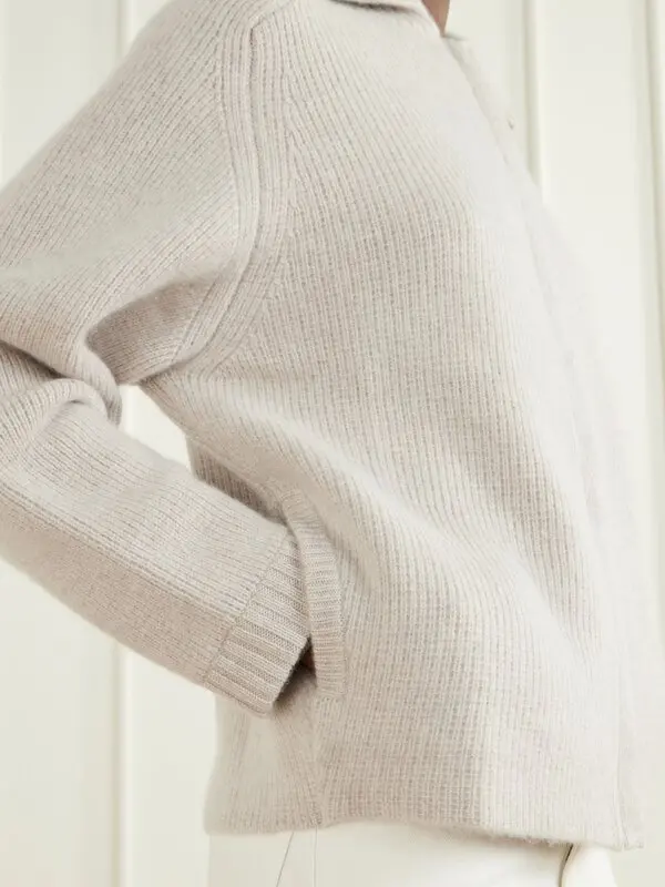 Le Kasha Ribbed Cashmere Zip-up Cardigan