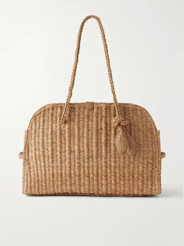 Jacquemus Le Turismo Leather-trimmed Raffia Shoulder Bag