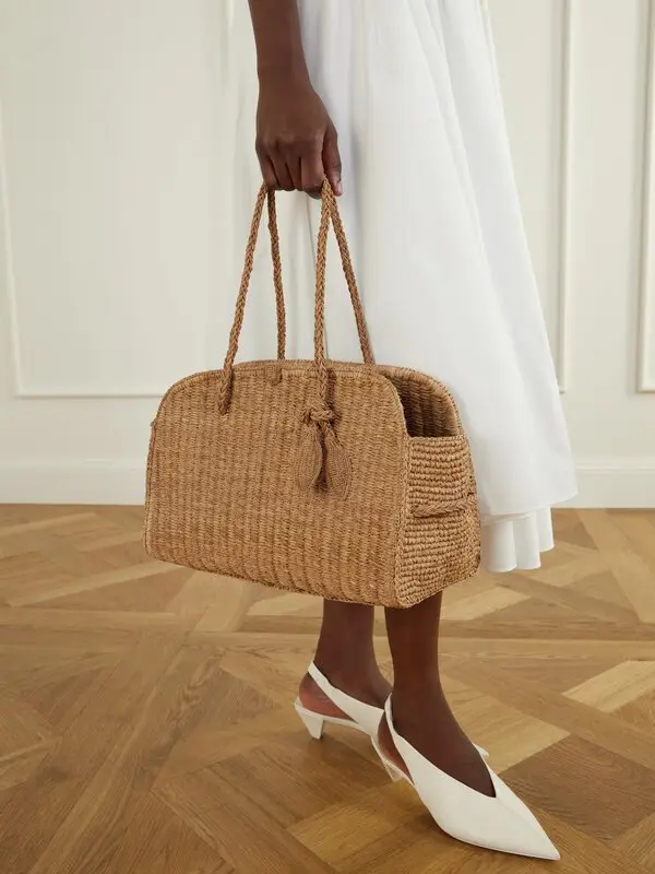 Jacquemus Le Turismo Leather-trimmed Raffia Shoulder Bag