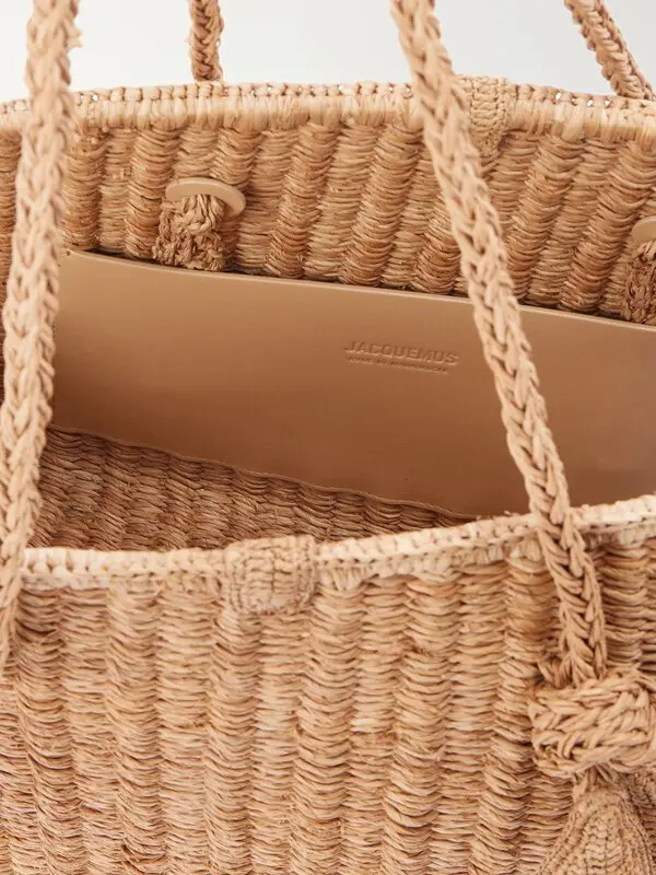 Jacquemus Le Turismo Leather-trimmed Raffia Shoulder Bag