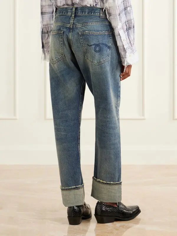 R13 Cuffed Crossover Jean X Straight-leg Jeans