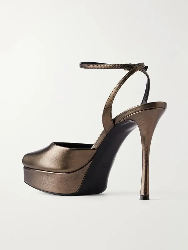 Saint Laurent La Scandale 115 Metallic Leather Platform Sandals